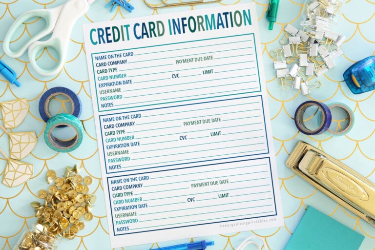 Account Information Sheet Printables | Free Organizing Printables